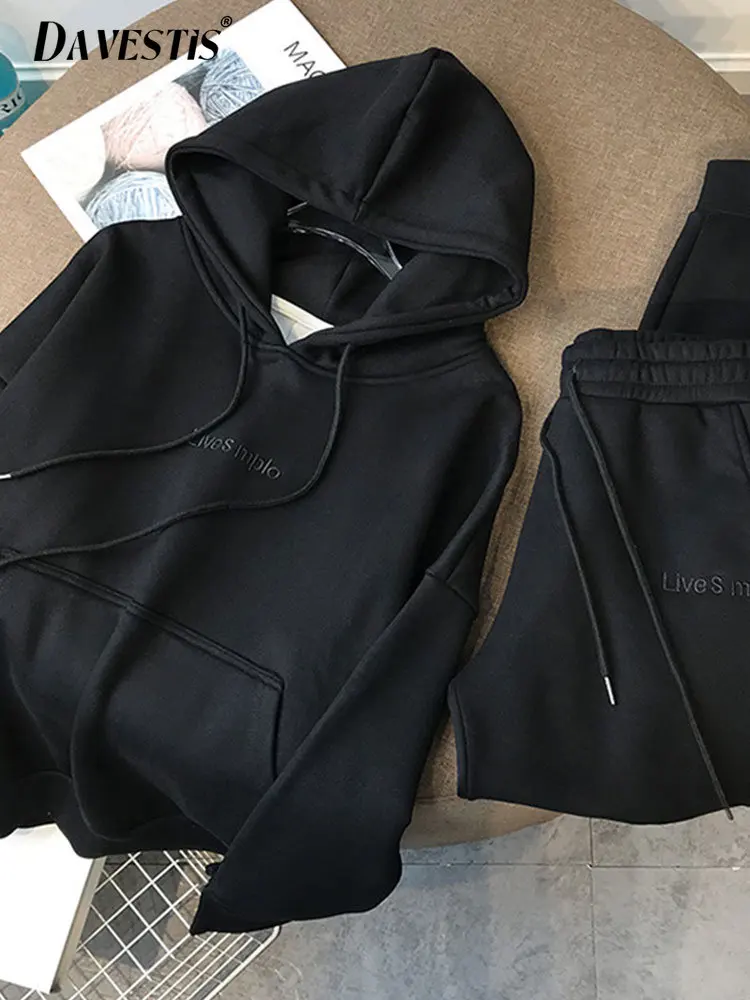 Women-s-Sports-Suit-2023-Winter-Casual-Loose-Hooded-Sweater-Trouser ...