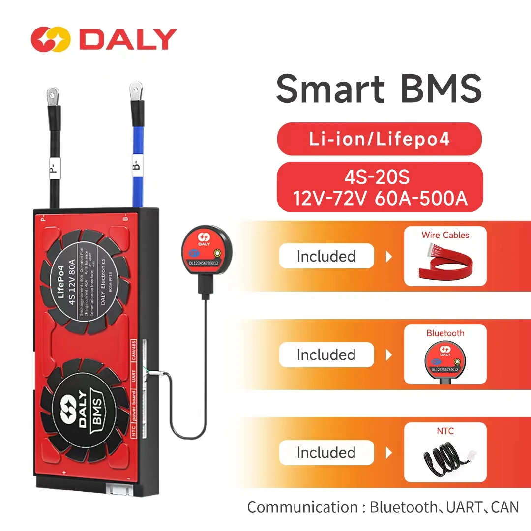 Daly Bms 16S Lifepo4 Smart Bms 4 S 12V 8S 24V 36V 48Vscooter 60a 100a ...