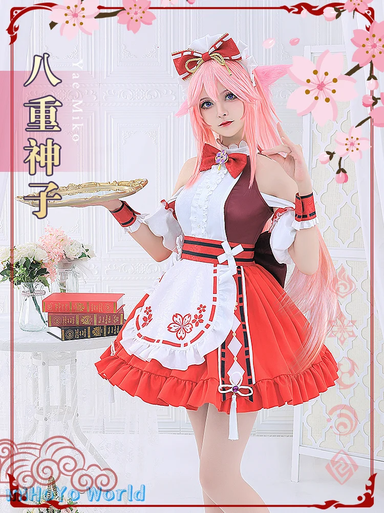 Mihoyo Genshin Impact Yae Miko Maid Doujin Dress Cosplay Costume Lovely ...