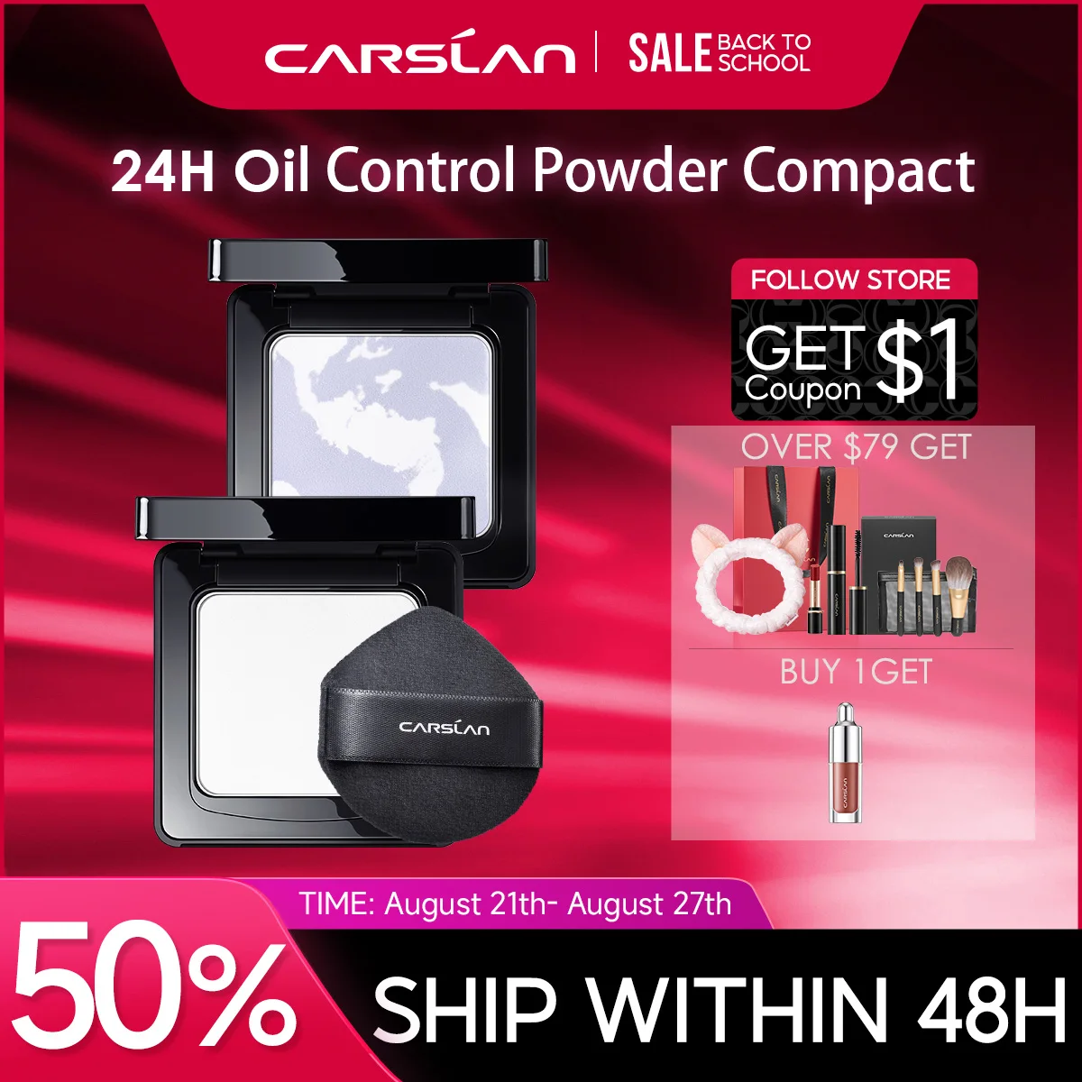 CARSLAN-Stay-Matte-Face-Pressed-Powder-Compact-24H-Long-Lasting-Oil ...