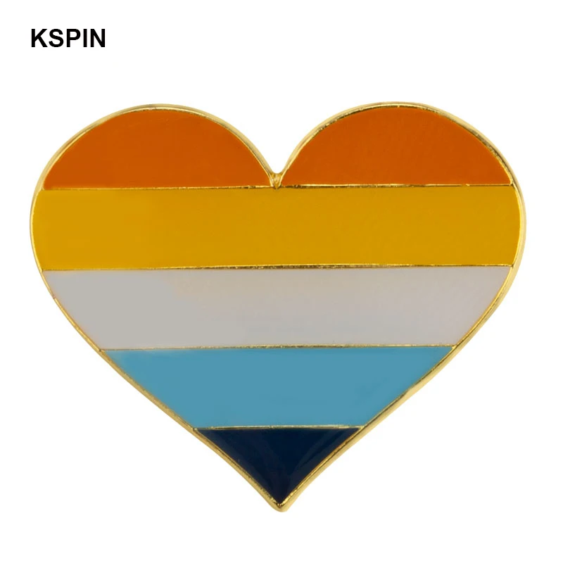 AroAce Pride heart shaped Flag Badge Clips Button for Clothes Metal ...