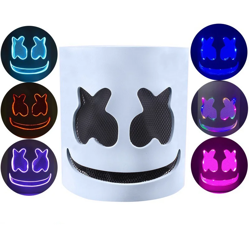 DJ Luminous Head Mask Lifelike Marshmello Mask Breathable Helmet Mask ...