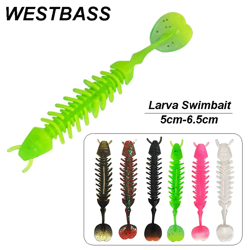 WESTBASS-5-10PCS-Soft-Larva-Baits-50mm-65mm-Silicone-Fishing-Lures ...
