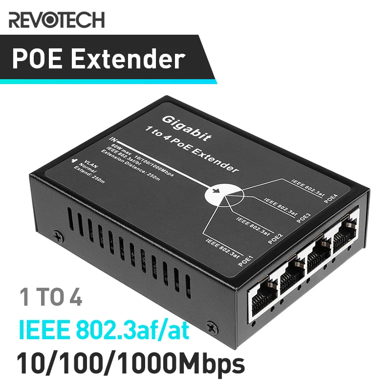 Revitech-extensor-PoE-de-4-puertos-Gigabit-repetidor-PoE-con-3-modos ...