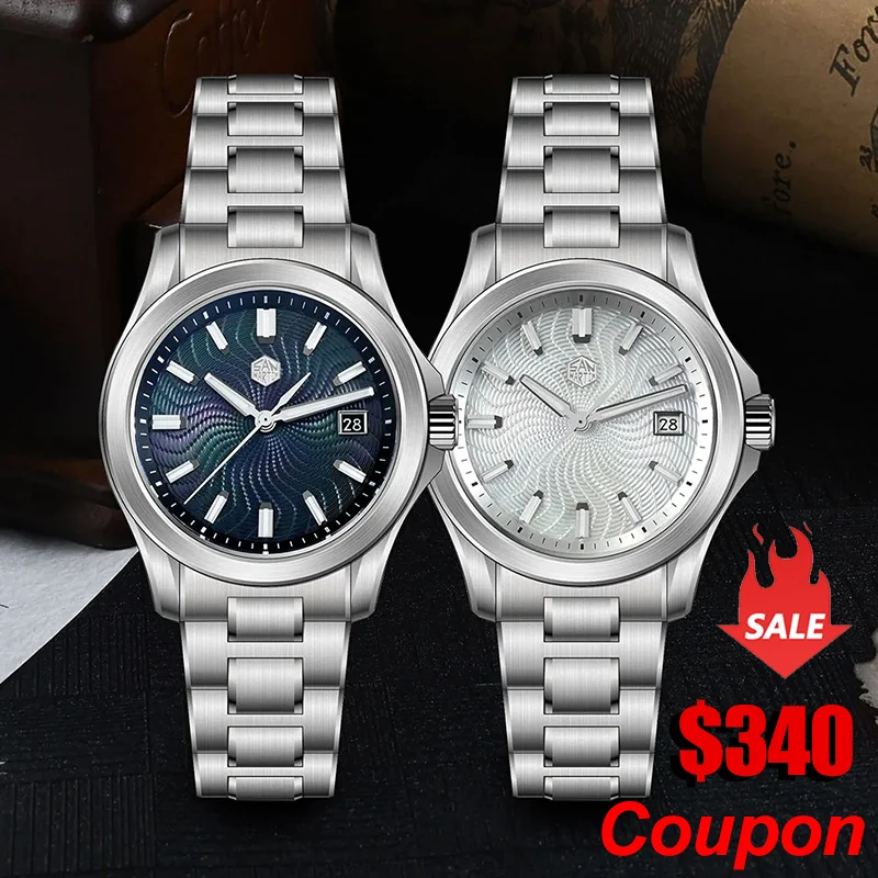 San Martin SN0150 39mm Guilloche MOP Dial Luxury Watch Miyota 9015 ...