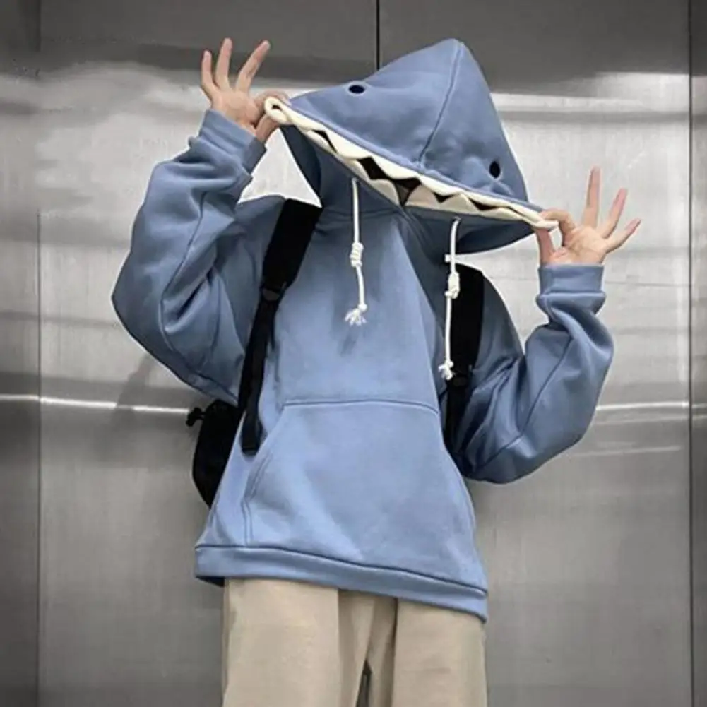 Autumn Winter New Funny Shark Patchwork Hoodies Men and Women Kawaii ...
