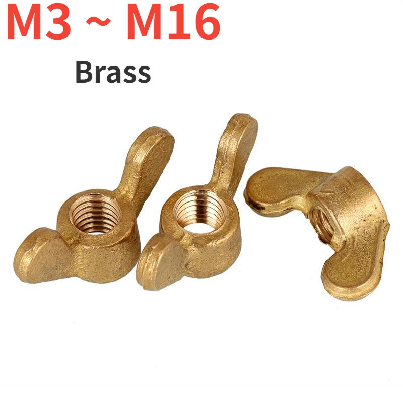 M3-M4-M5-M6-M8-M10-M12-M14-M16-Brass-Rounded-Wing-Nuts-Copper-Butterfly ...