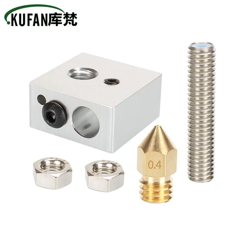 KUFAN-MK7-MK8-Heated-Block-Kit-Silver-Aluminium-Heat-Block-For-J-head ...