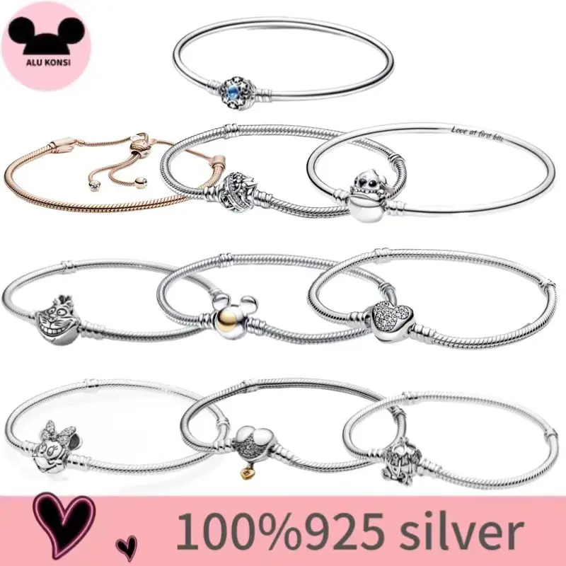 Disney-pulsera-de-plata-de-ley-925-para-mujer-brazalete-con-broche-de ...