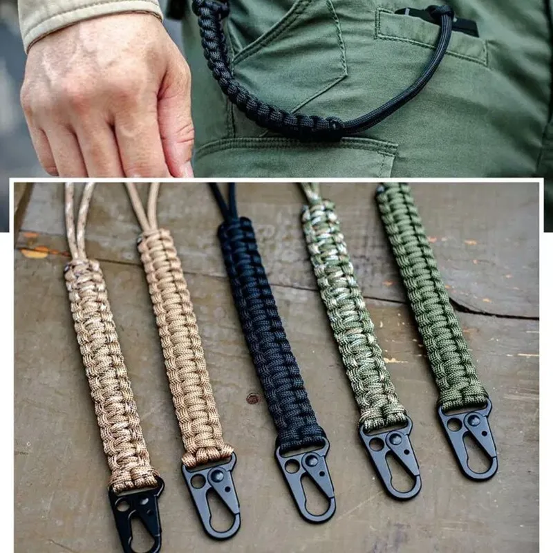 Camping Tactical Anti-lost 9 Core Paracord Waist Hanging Rope Keychain ...