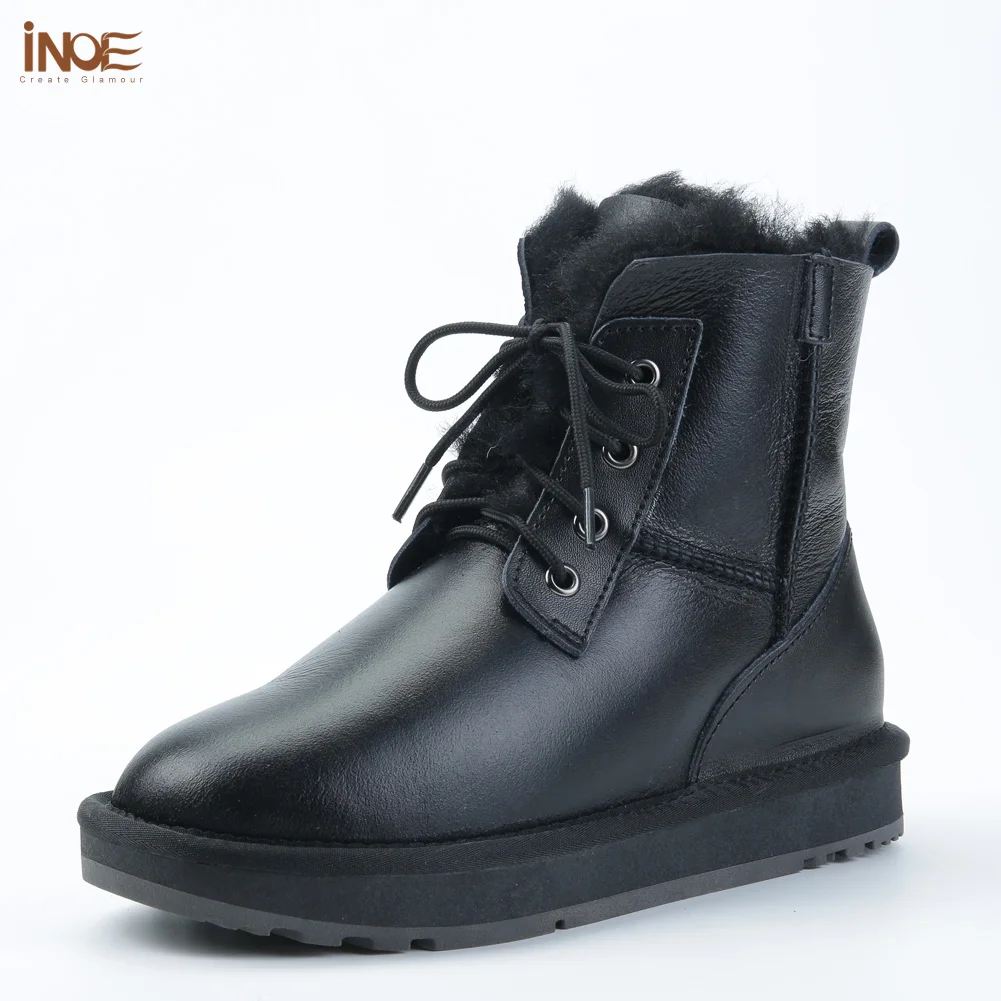 Sheep Leather Wool Snow Boots | Skin Winter Boots Sheepskin - Leather ...