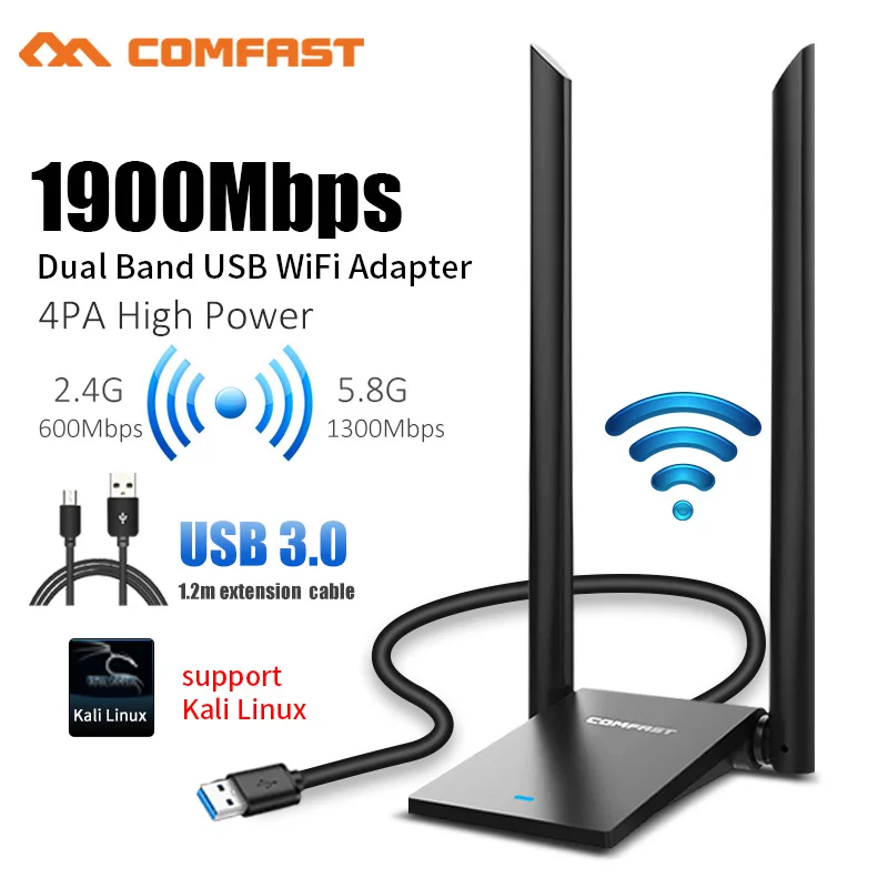 1900Mbps USB Wifi Dongle Adapter 5Ghz 2.4Ghz USB Dual Band RTL8814AU Wifi Antenna LAN Adapter ...