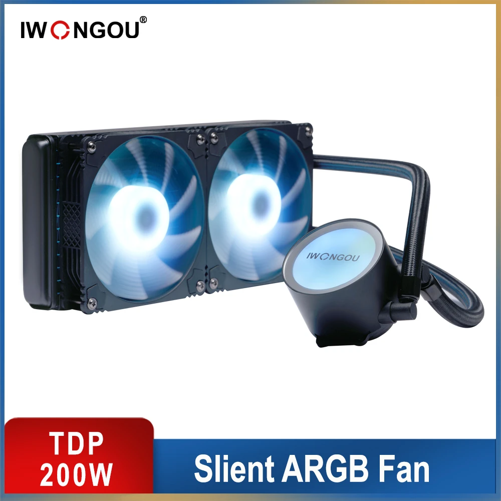 수냉식 CPU 방열판, 액체 냉각, PC 수냉식 라디에이터, 4 핀 Pwm Rgb 프로세서, 120mm 팬, 240mm