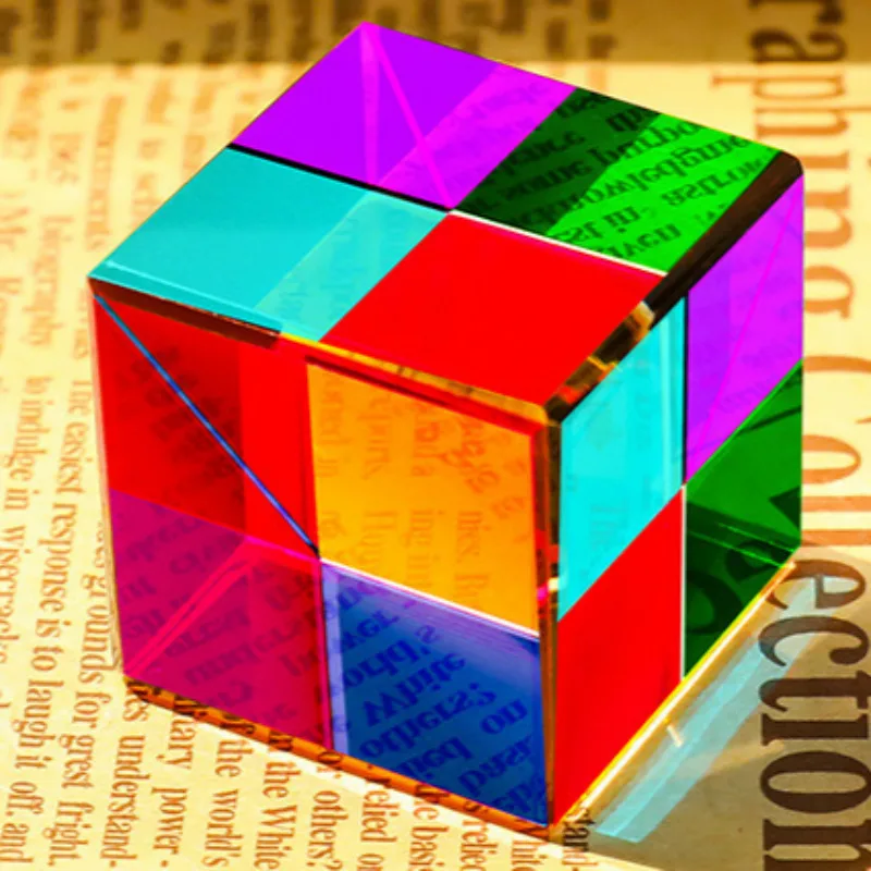Hexahedral Crystal Prism Cube 30mm 40mm Magic CMYK Color Cube 3D ...