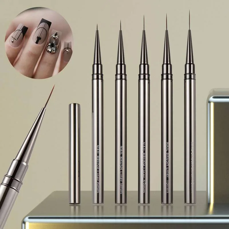 6-9-18mm-Nail-Art-Pen-flexible-Nylon-borste-feine-Spitze-Metall-n-gel ...