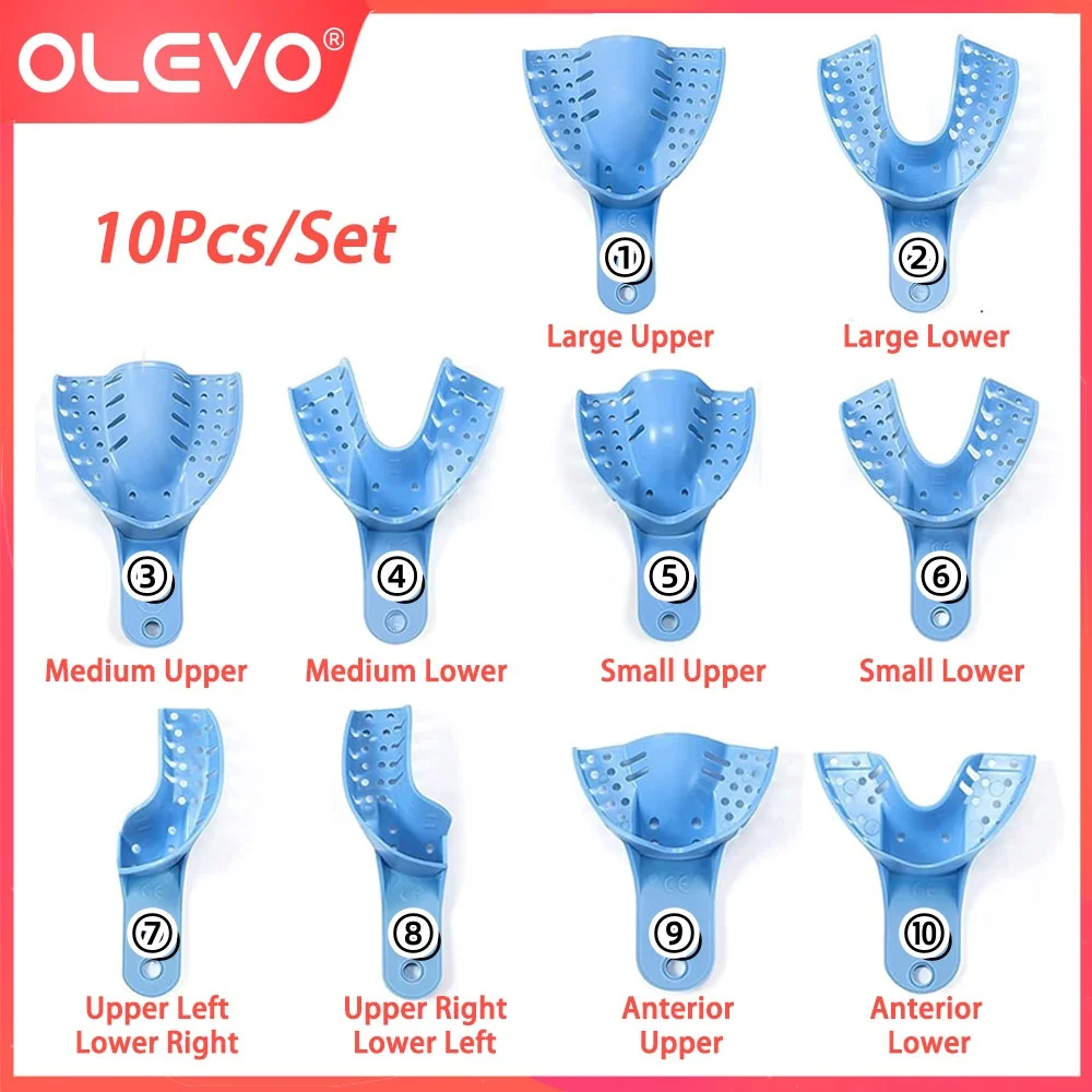 OLEVO-10-Pcs-Dental-Impression-Trays-Orthodontic-Material-Autoclavable ...