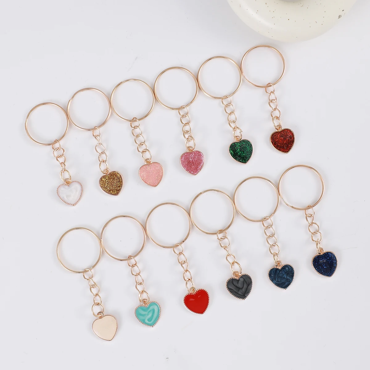 12pcs Women Sweet Romance Heart keychain Cute Metal Keyring Wallets Bag ...