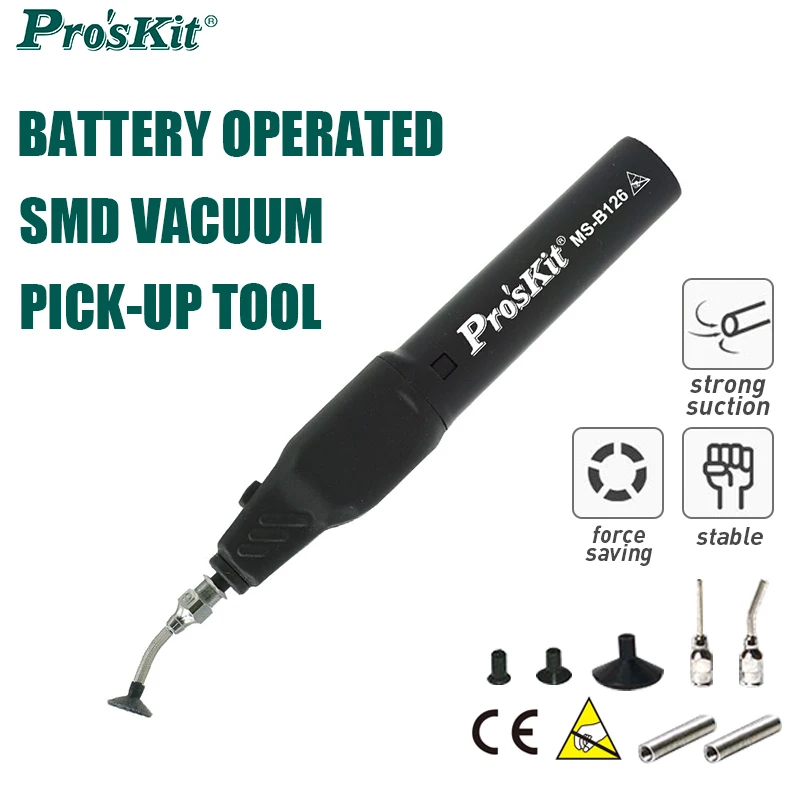 Pro'sKit Anti-static Electric Suction Pen with Three Vacuum Suction ...