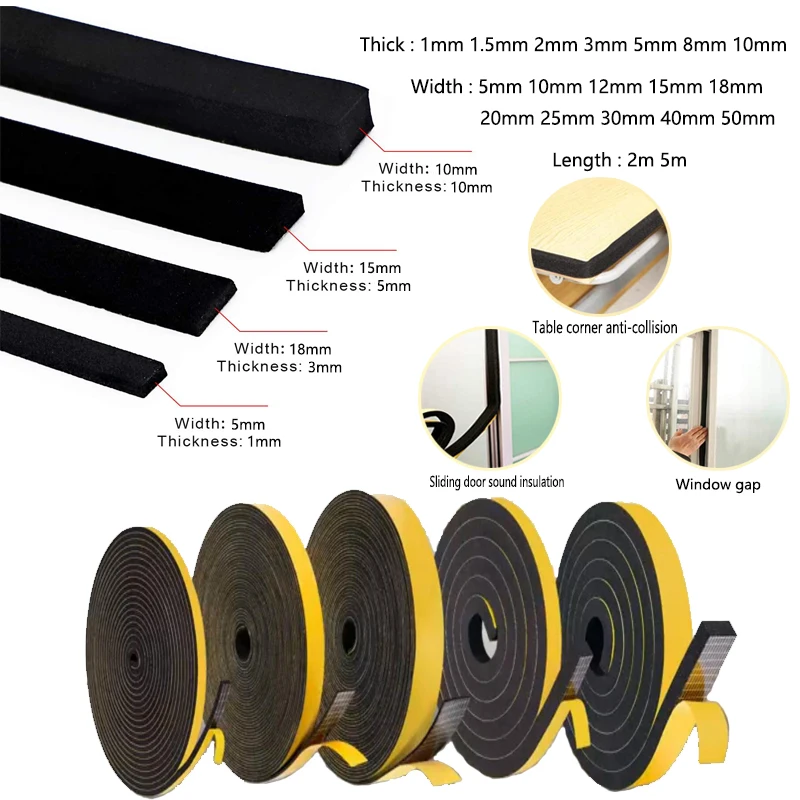 1roll-1-10mm-thick-Strong-adhesion-EVA-black-sponge-foam-rubber-tape ...