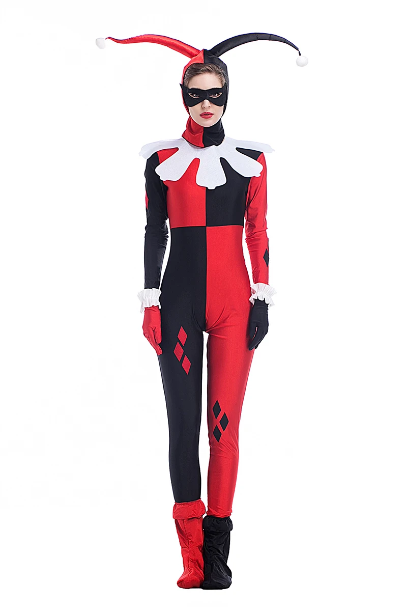 Evil Clown Jumpsuit Funny Costume Catsuit Women Devil Wicked Outfit ...