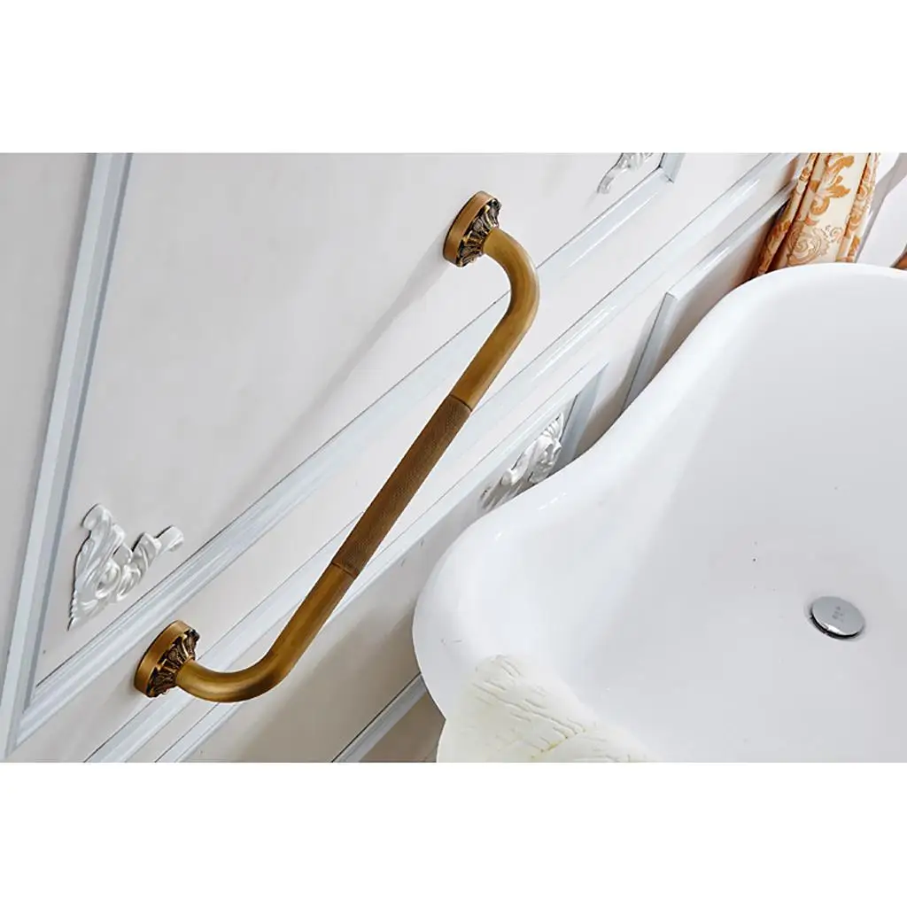 Antique-Brass-Wall-Mounted-Bathroom-Grab-Bar-Solid-Brass-Bathtub ...