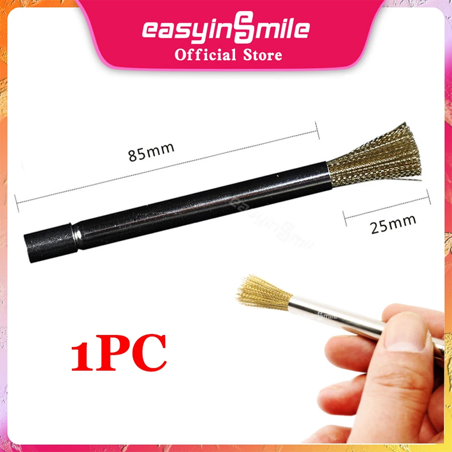 1PC Dental Bur Brush Telescopic Handle Gold Wire Bristles Cleaning Long ...