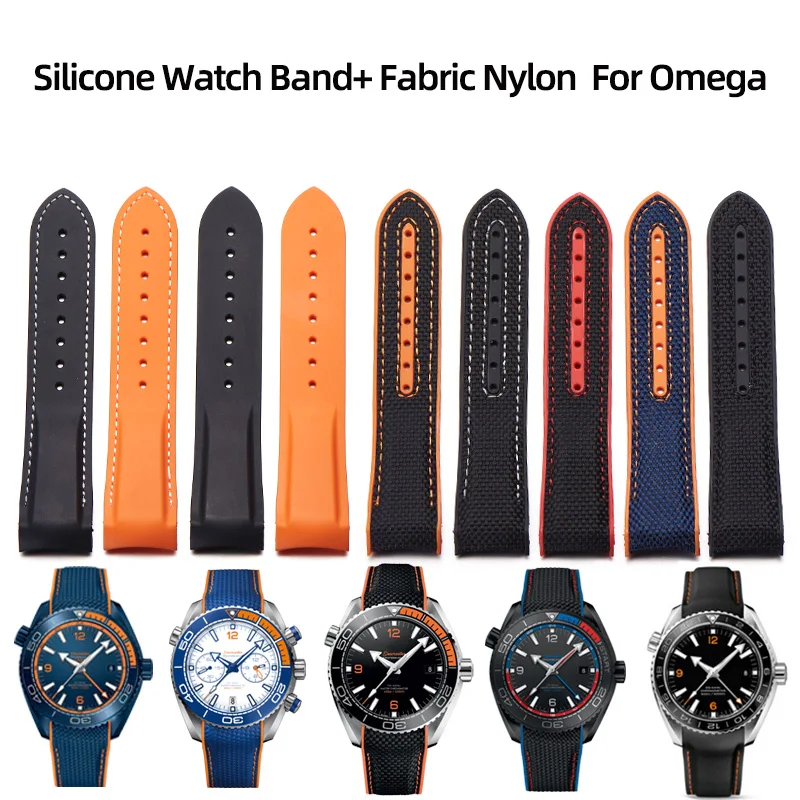 Fabric Nylon Silicone Watch Band For Omega Planet Ocean 600 Quarter ...