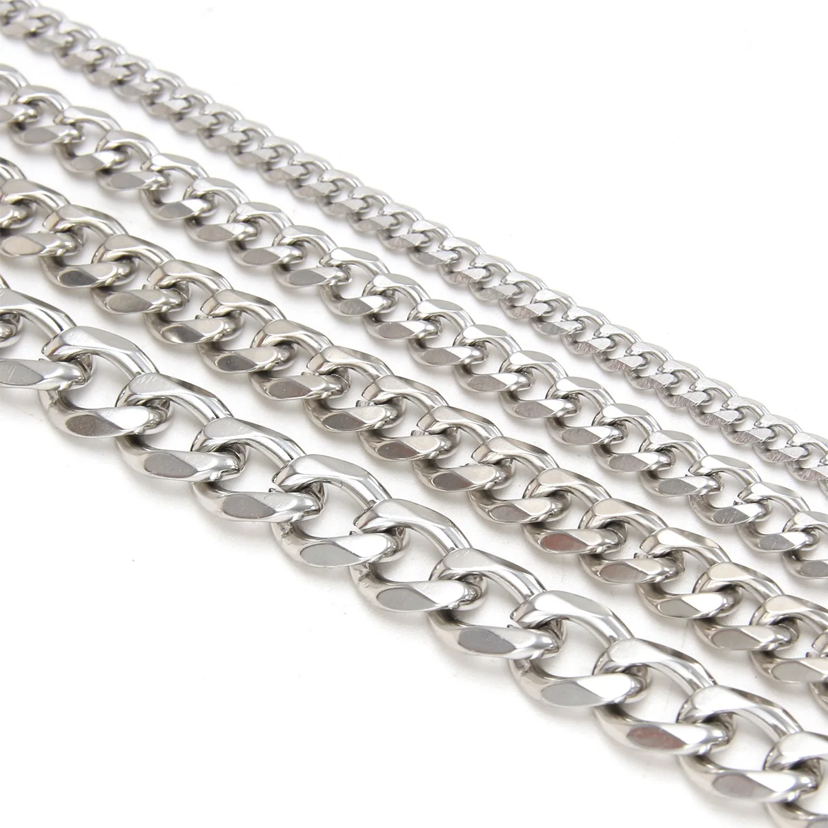 3/5/7/9/11mm Men's Silver Color Necklace Stainless Steel Cuban Link ...