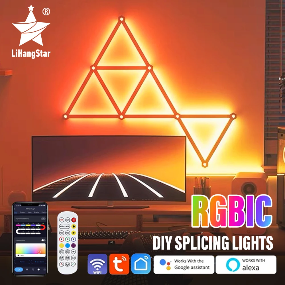 LED WIFI Smart Wall Lamp RGBIC with Remote and APP Control Dimmable ...