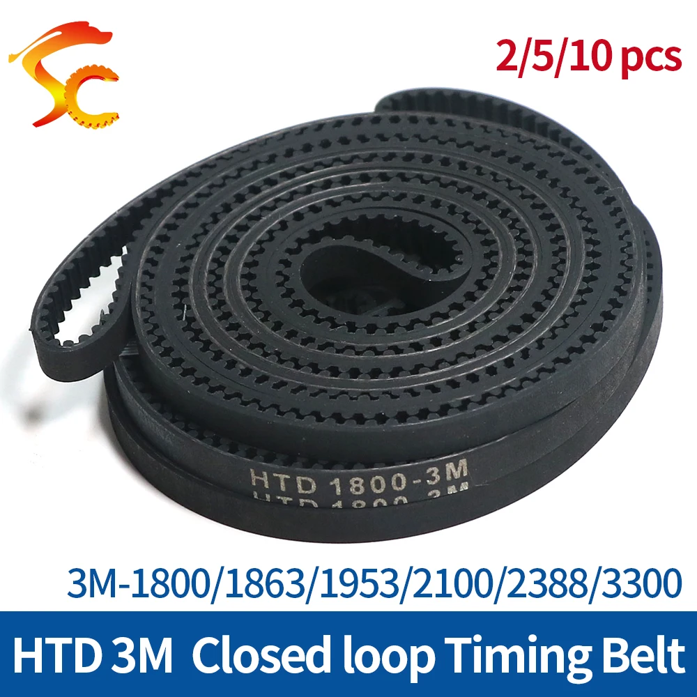 HTD 3M Rubbe Timing Belt 3M-1800/1863/1953/2100/2388/3300mm Width 6/10 ...