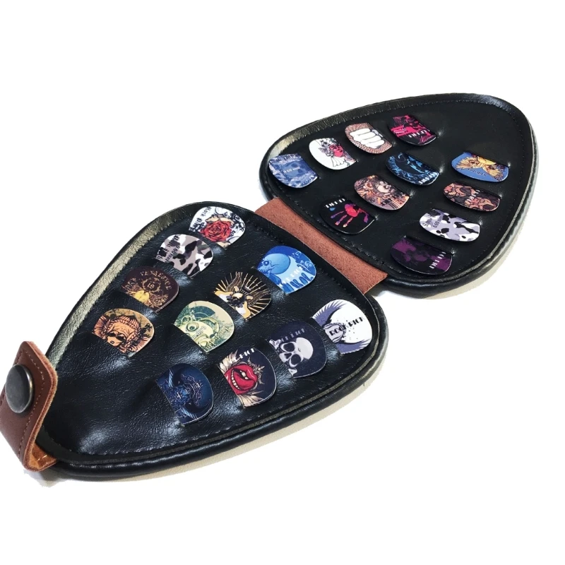 Guitar Pick Box, PU Leather Guitar Pick Bag, Guitar Pick Holder with ...