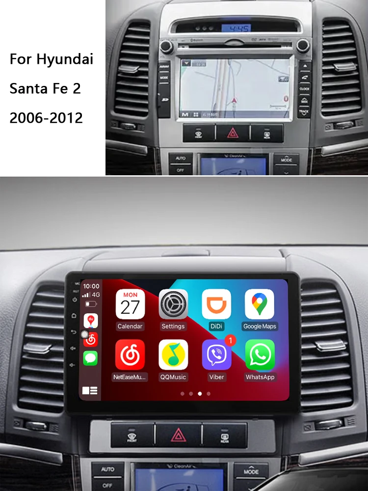 Idoing 9inch Android Stereo Head Unit For Hyundai Santa Fe 2 2006-2012 ...