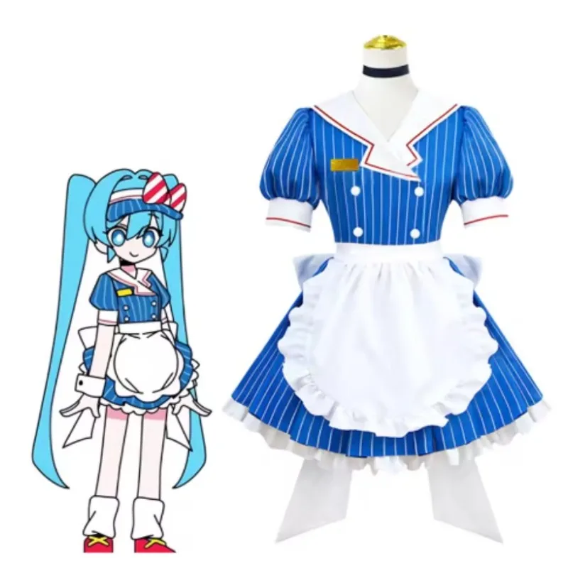 Blue Miku Cosplay Costumes Anime Mesmerizer Hatsune Uniform Striped ...