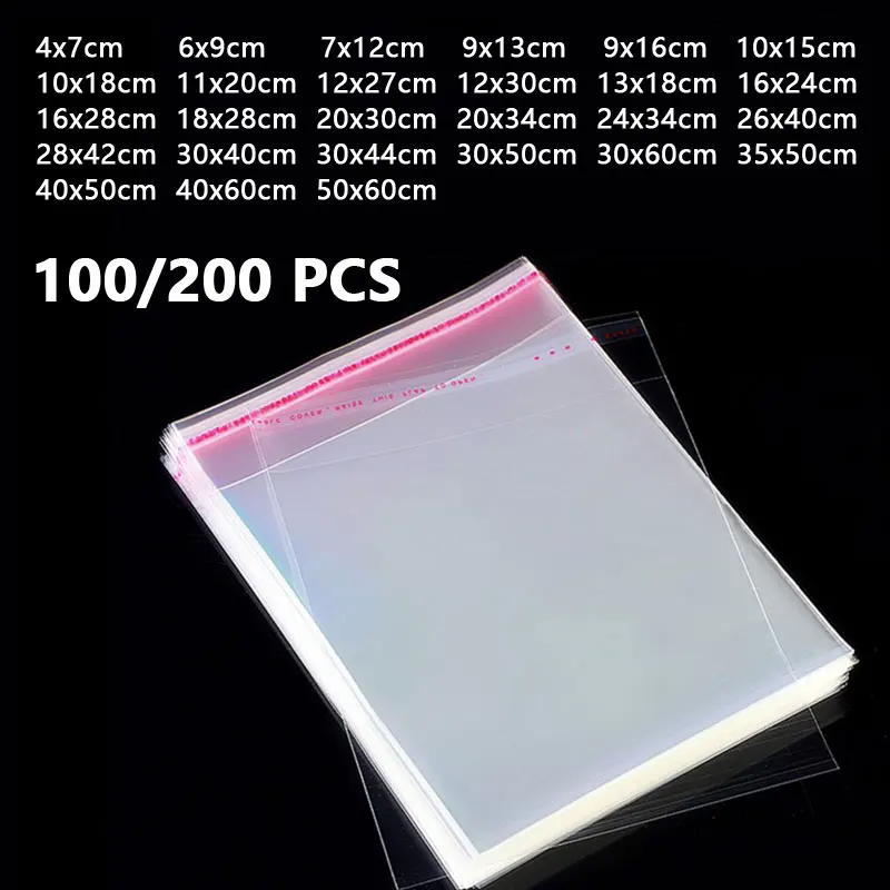 100pcs-Clothes-Shirt-Transparent-Self-Sealing-Adhesive-OPP-Plastic-Bags ...