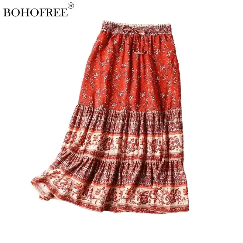 Saias-maxi-estampa-floral-boho-para-mulheres-linha-a-estilo-bo-mio ...