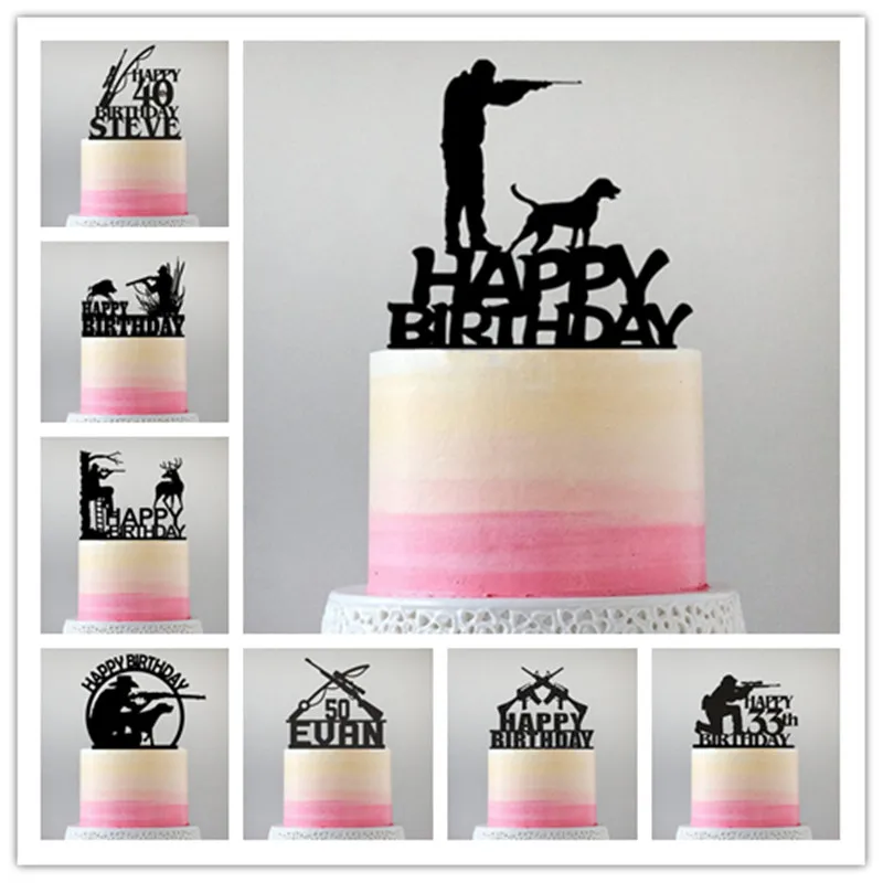 Gun-Theme-Happy-Birthday-Cake-Topper-Hunter-With-Gun-With-His-Hunting ...