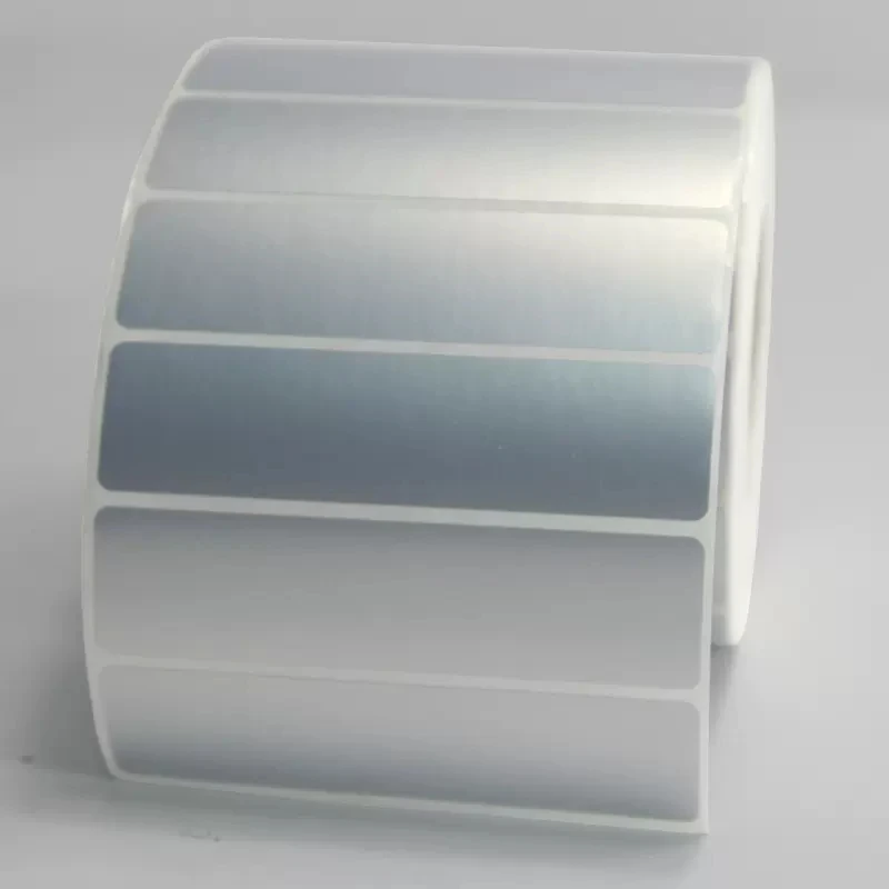 80 x 20 mm 1500 Pieces/Roll Silver Sticker Silver PET Label Waterproof ...