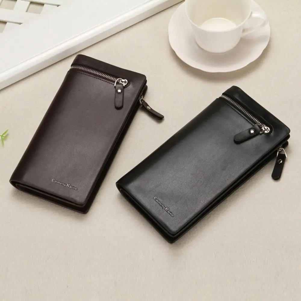 Interior-Zipper-Pocket-2-Fold-Wallets-Classic-Soft-Frosted-Leather-Men ...
