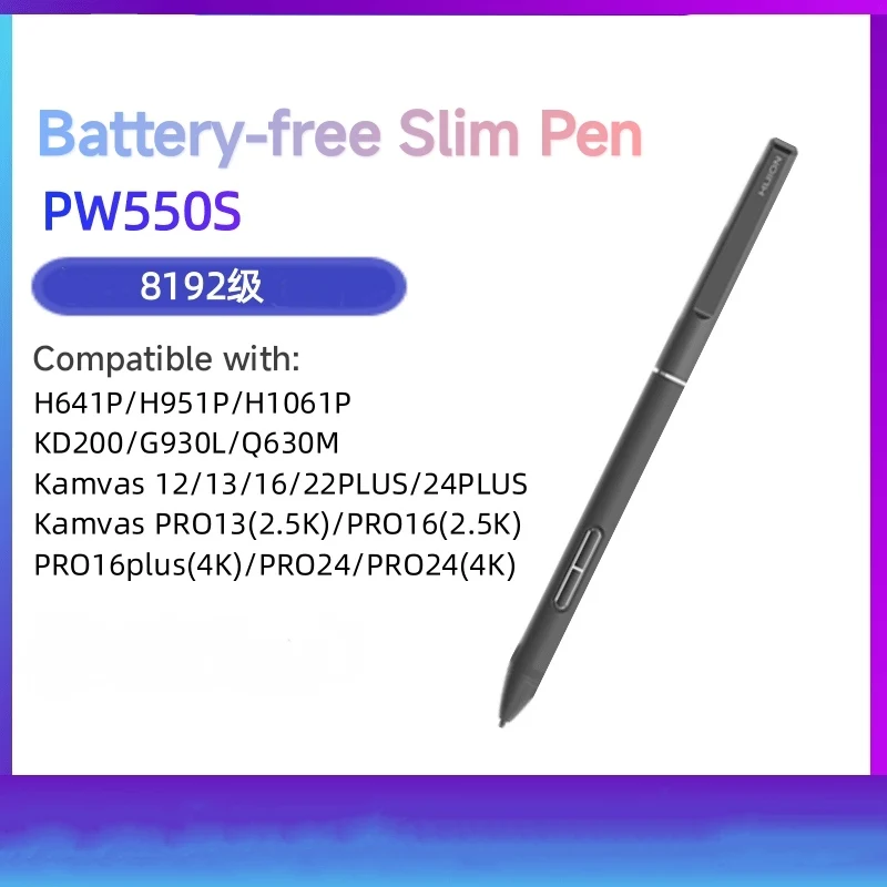 NEW PW550S Battery-Free Slim Pen Stylus 8192 for Huion Kamvas 12/13/16 ...