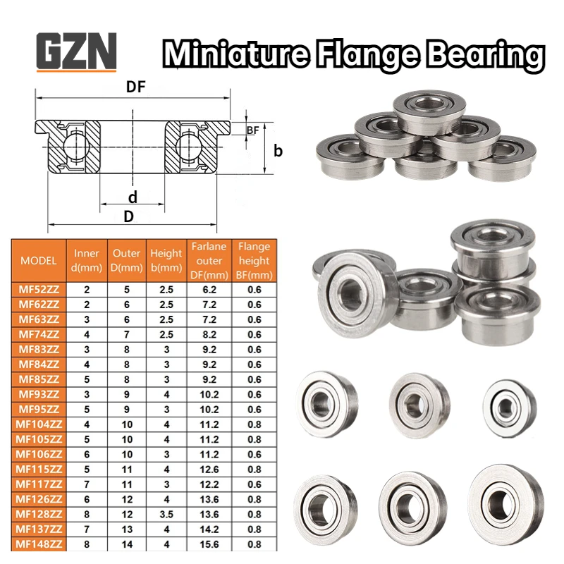 5pcs-Free-Shipping-MF52ZZ-MF62ZZ-MF63ZZ-MF74ZZ-MF83ZZ-MF84ZZ-MF148ZZ-Miniature-Flange-Bearing ...