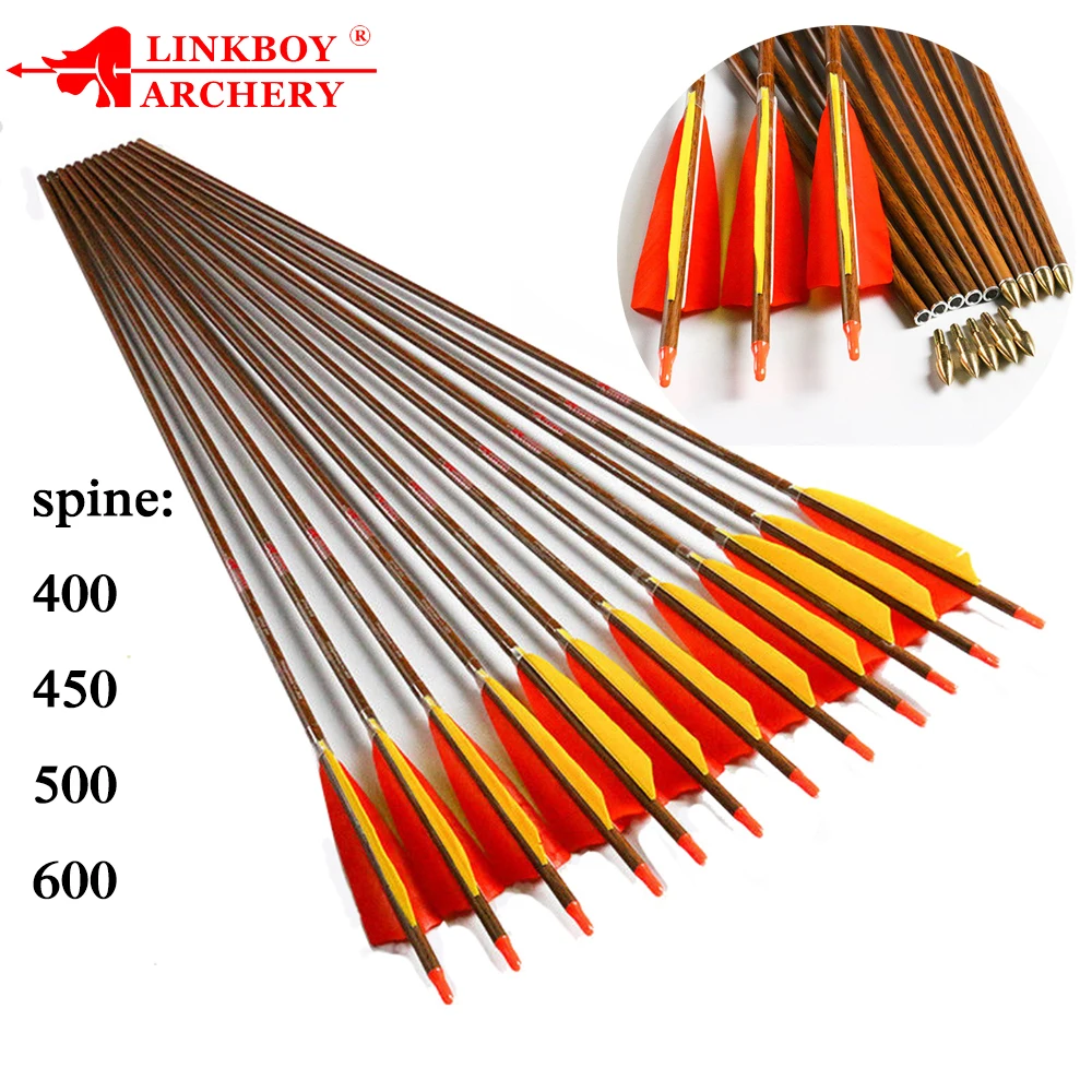 Linkboy Archery Carbon Arrows ID6.2mm Spine300-900 4'' Turkey Feather ...