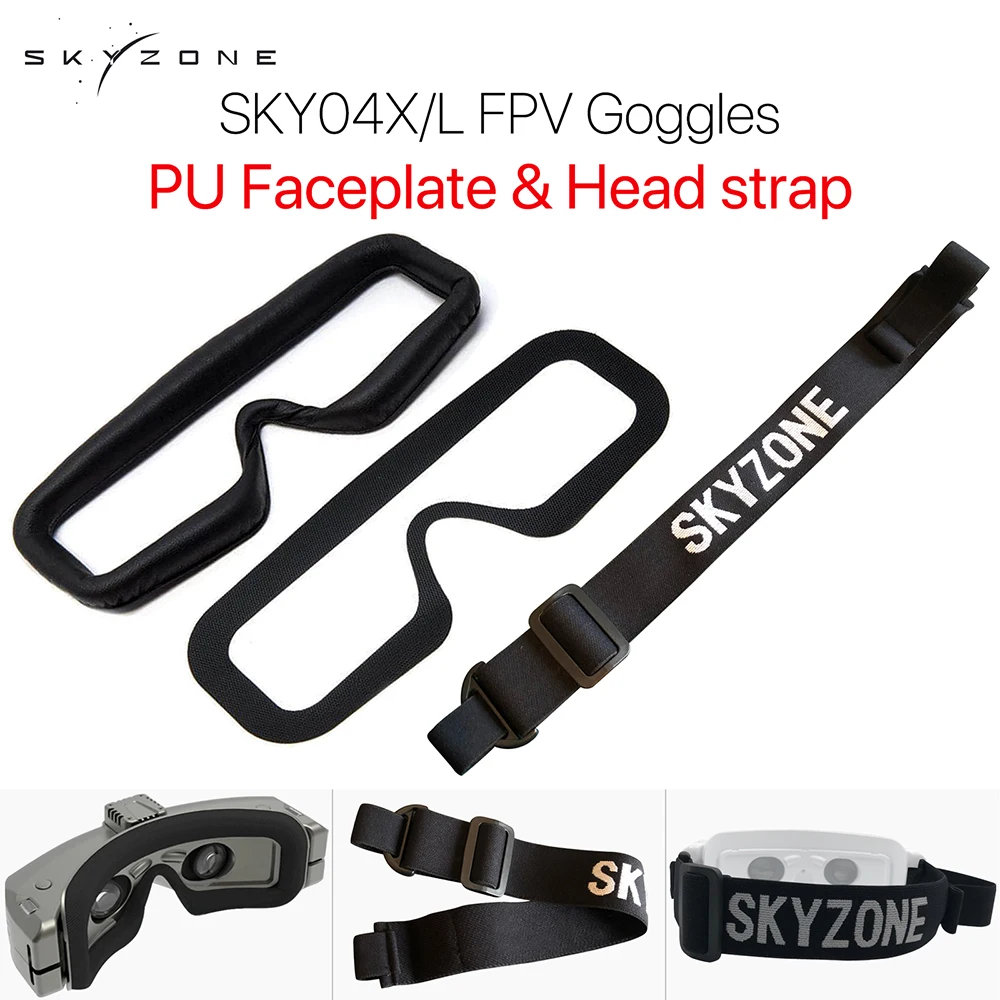 Skyzone SKY04X/L FPV Goggles Head Strap Faceplate Mask PU Pad w/Magic ...