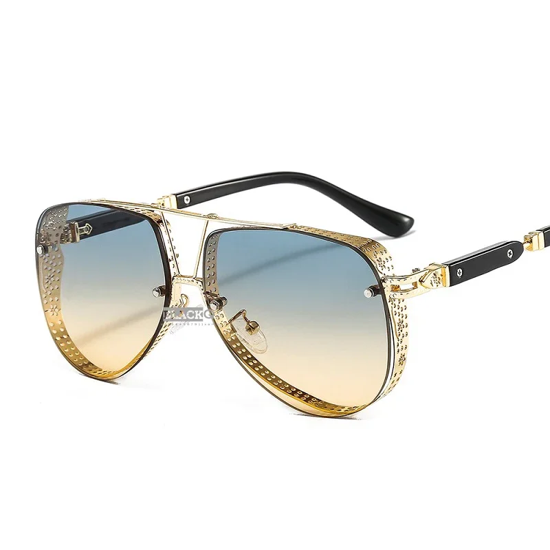 Oval Sunglasses Men Women Luxury Trend Brand Designer Metal Alloy Frame ...