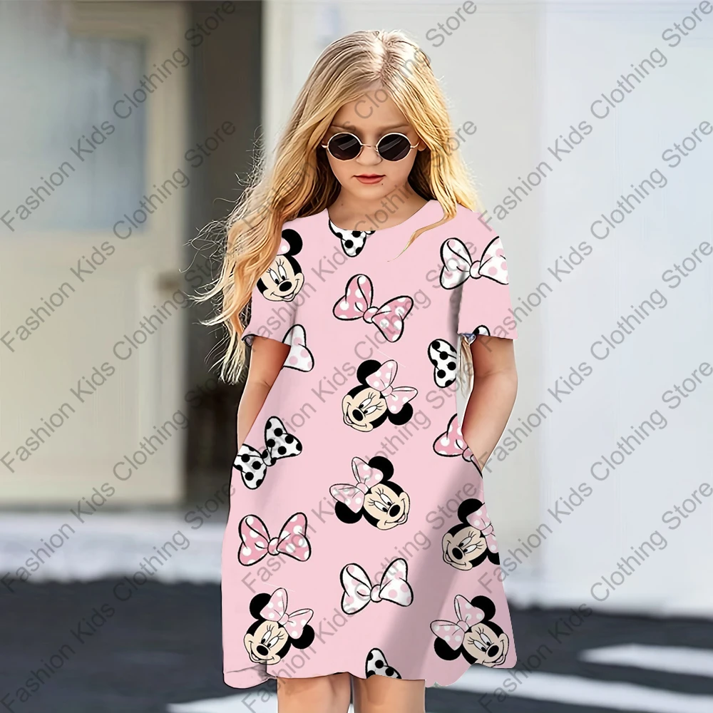 MINISO-Girls-Summer-Dress-Fashion-Cartoon-Cute-Minnie-Mouse-Print-Women ...