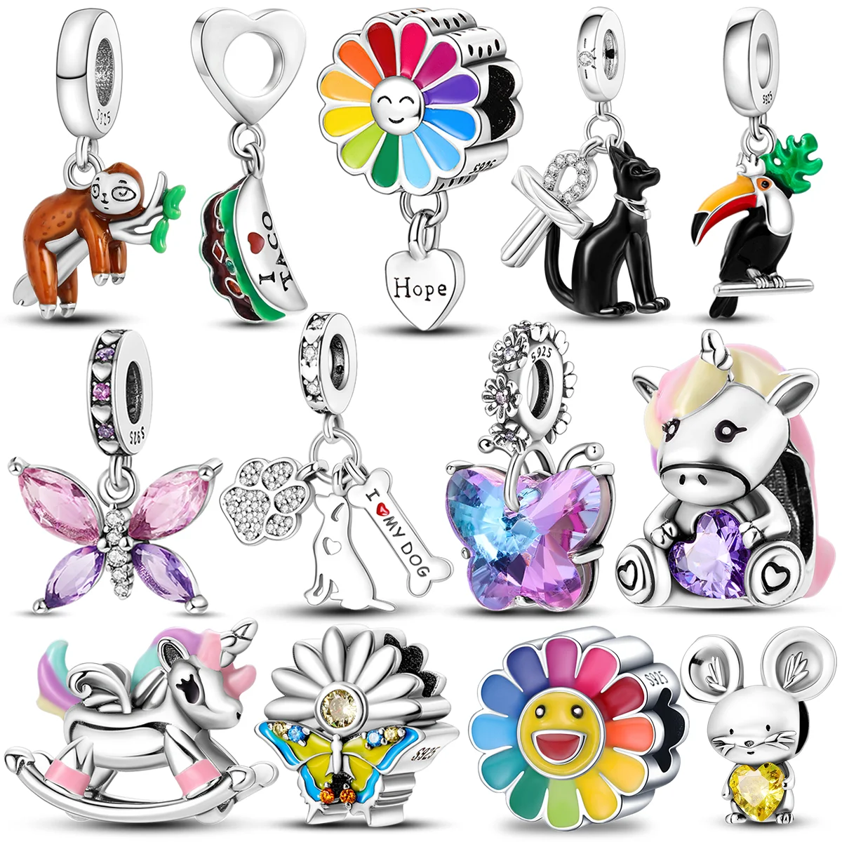 Abalorios de plata de ley 925 para pulsera Pandora, colgante de gato ...