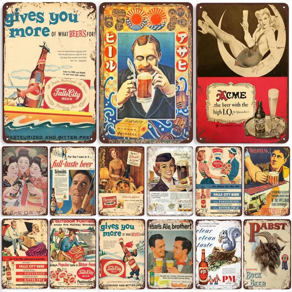 Vintage-Liquor-Beer-Pin-Up-Girl-Plaque-Metal-Iron-Poster-Metal-Tin ...