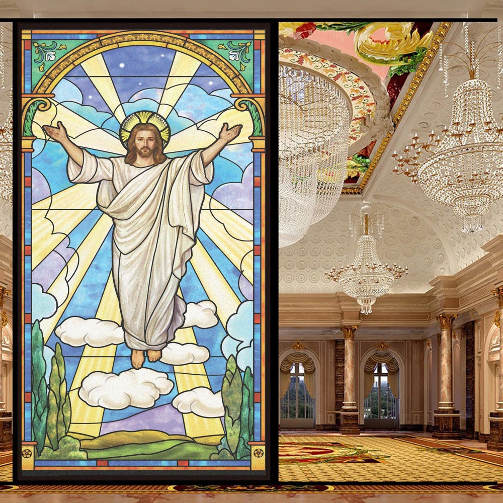 Window-Film-Privacy-Church-Decorative-Film-Static-Cling-Frosted-Glass ...