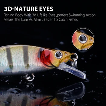 VTAVTA Sinking Minnow Wobblers Fishing Lures 50mm 3.5g Trout Artificial Plastic Hard Bait ...