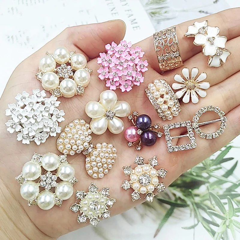 New-1Pcs-Lot-22mm-Metal-Alloy-Flat-Pearl-Buttons-DIY-Exquisite-Handmade ...