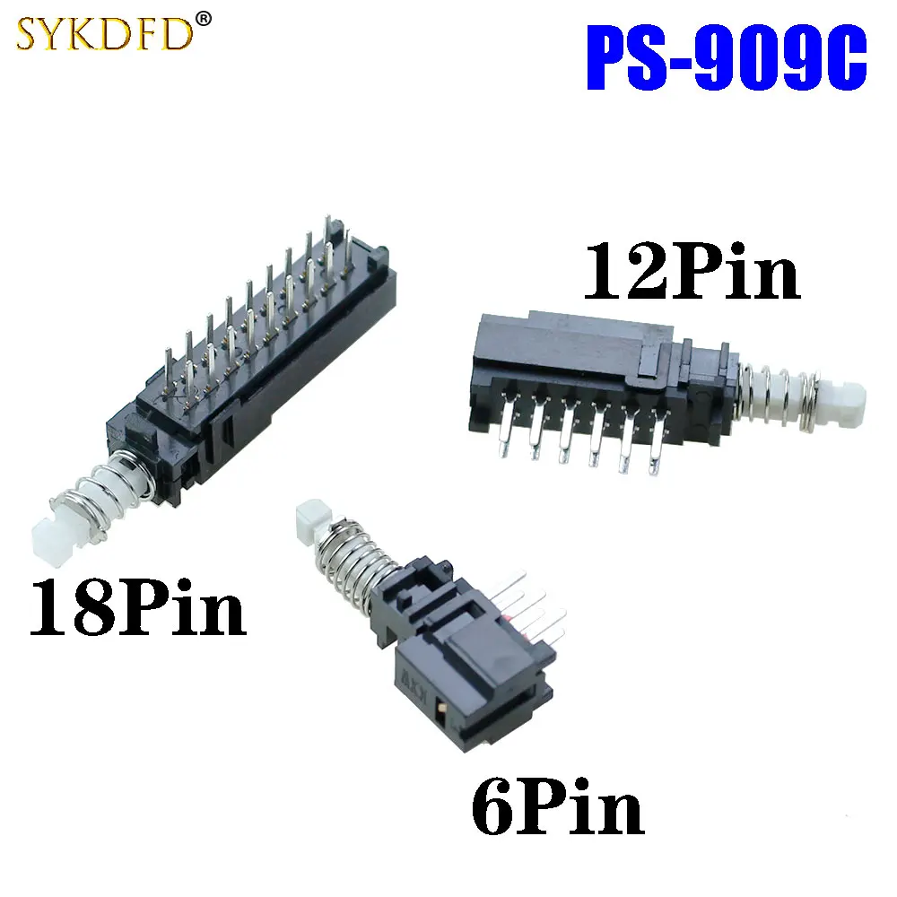 1PCS-Self-Locking-Power-6-12-18Pin-Double-Row-Switch-Black-Straight-Key ...